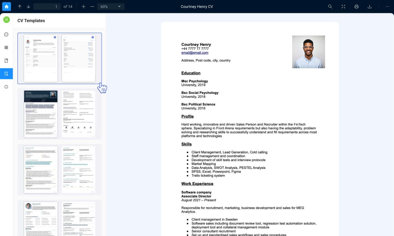 Automated Formatting And Parsing Software For CVs